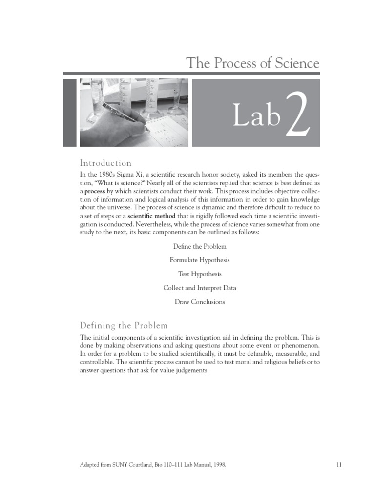 The Process of Science: 11 Adapted From SUNY Courtland, Bio 110-111 Lab ...