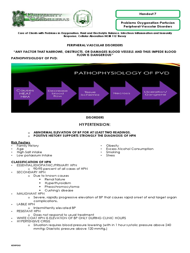 Handout 7 Peripheral Vascular Disorders PDF | PDF | Vein | Thrombosis