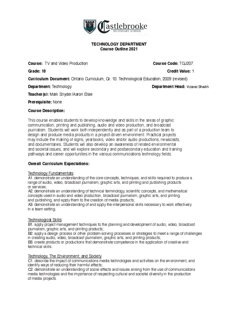 tgj207 GR 10 Communication Technology Course Outline Feb 2021 | PDF ...