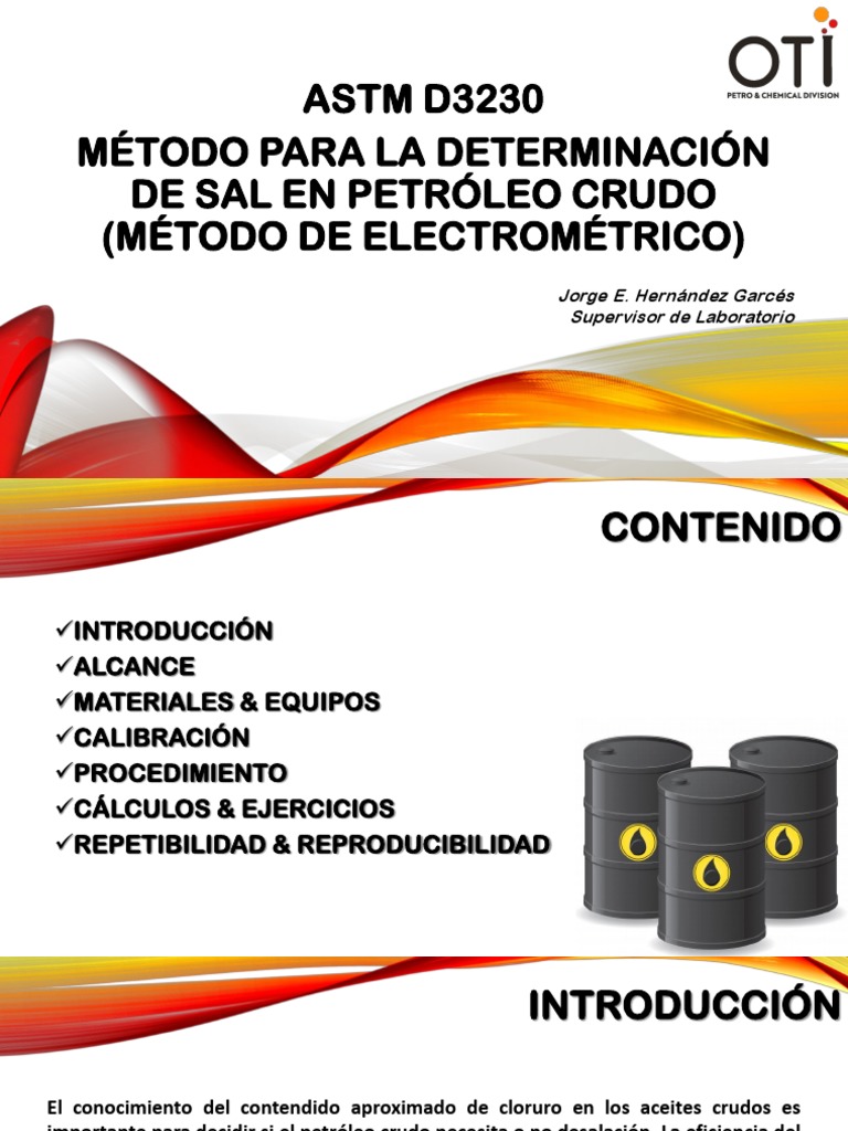ASTM D3230 - Método para Determinar Sal en Crudo | PDF | Concentración ...