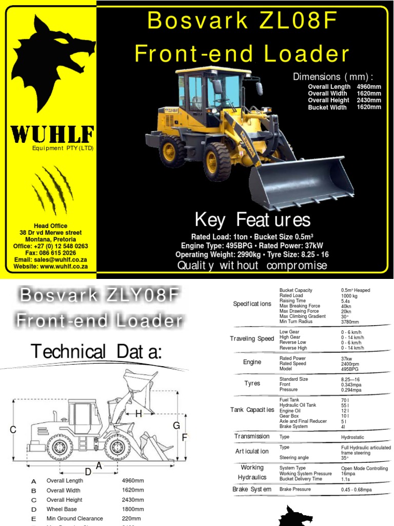 Bosvark ZL08F Front-End Loader: Key Features | PDF | Loader (Equipment ...