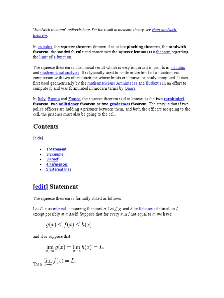 Squeeze Theorem Explained | PDF | Teaching Mathematics | Theorem