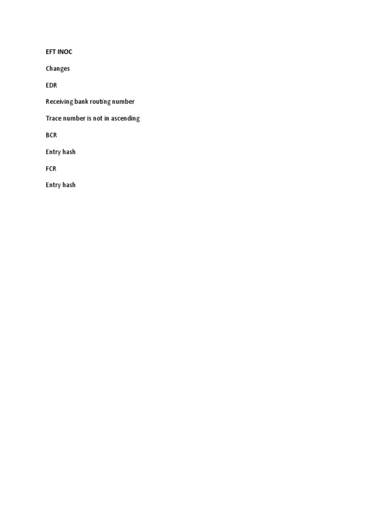 EFT Routing Number Changes | PDF