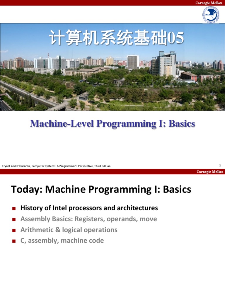 Machine Level Programming I Basics Bryant And Ohallaron Computer Systems A Programmers