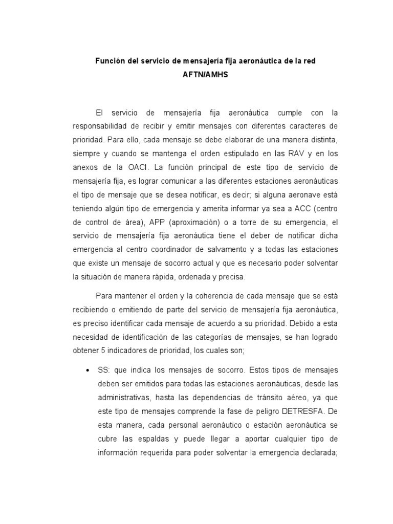 AFTN-AMHS Serv Fijo | PDF | Aeronave | Aviación