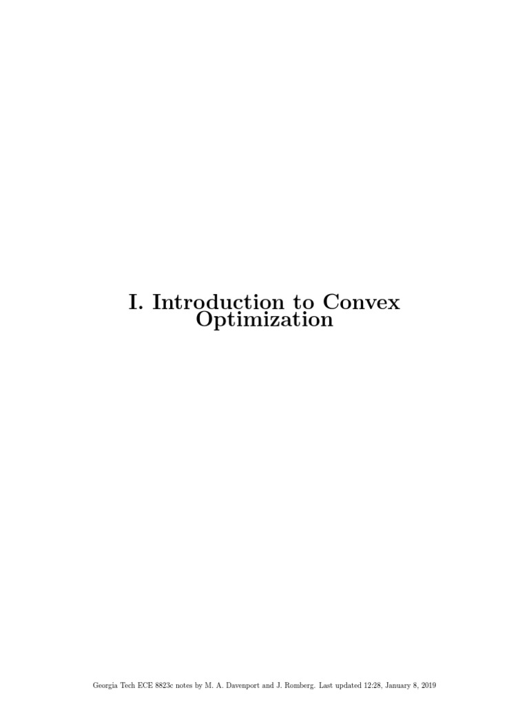 I. Introduction To Convex Optimization | Download Free PDF ...
