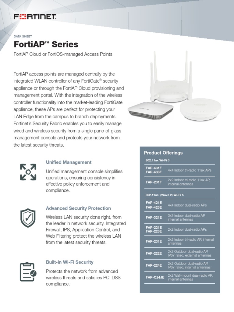 Fortiap Series: Unified Management | PDF | Ieee 802.11 | Wi Fi