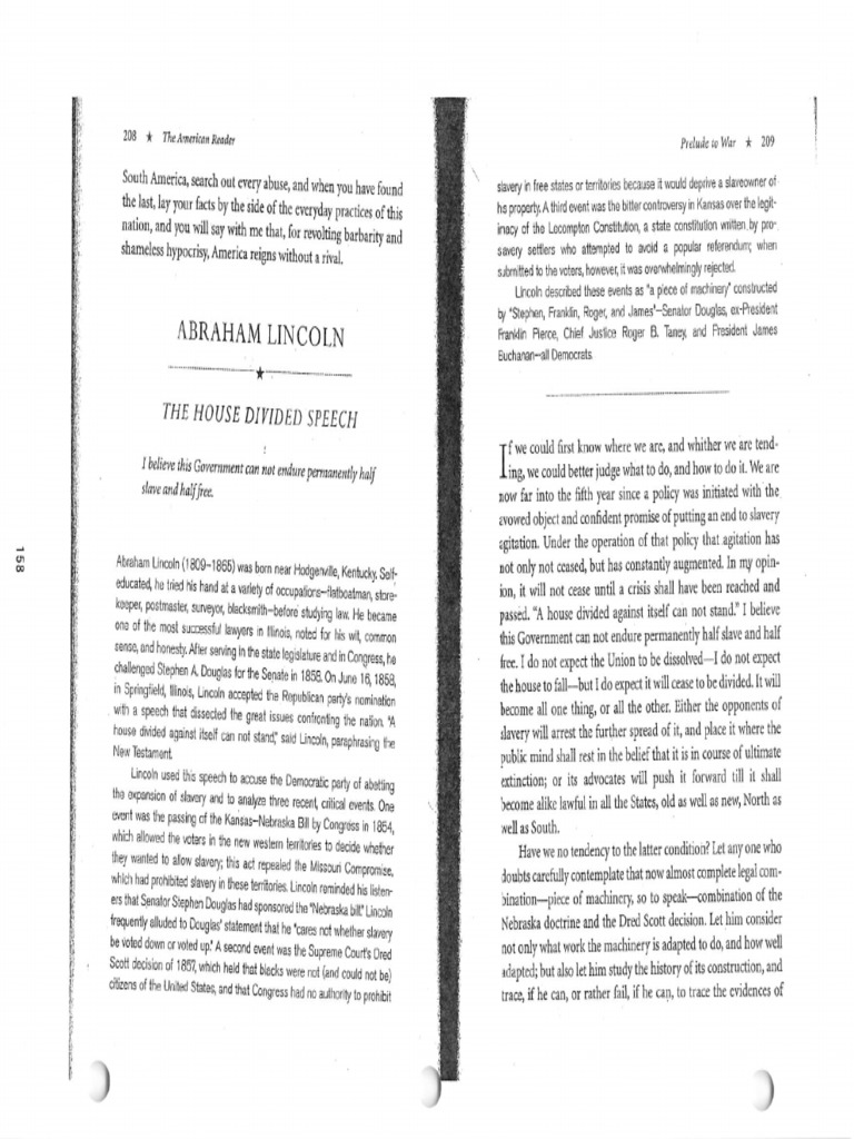 Lincoln's House Divided Speech Analysis | PDF