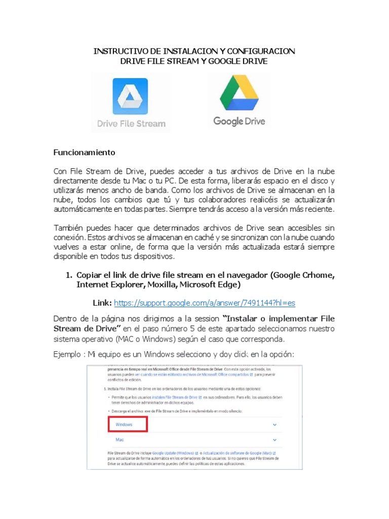 Instructivo de Instalacion y Configuracion Drive File Stream PDF | PDF ...