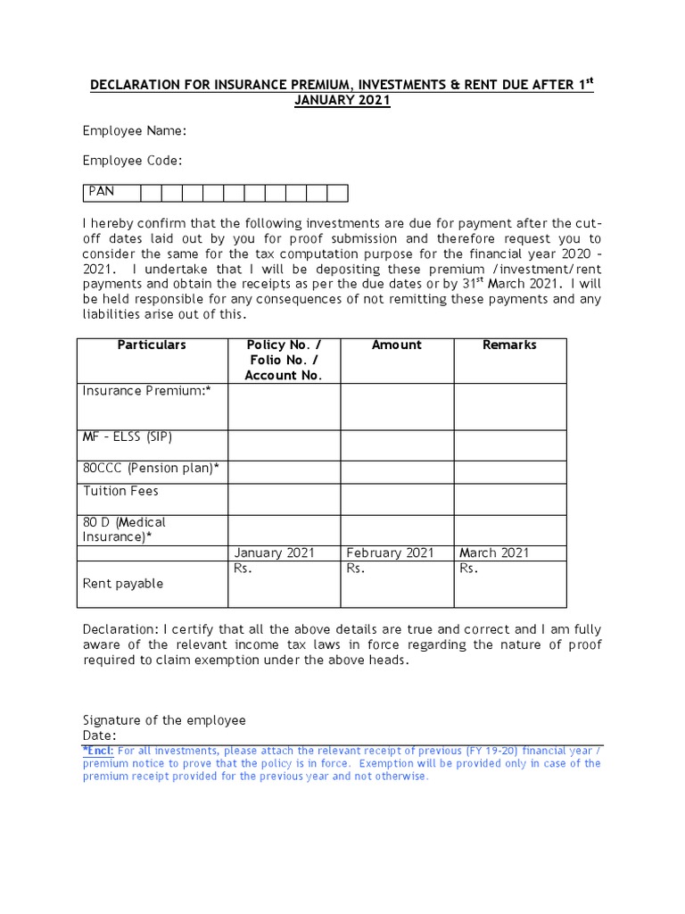 AZN Self Declaration For Future Proof PDF | PDF