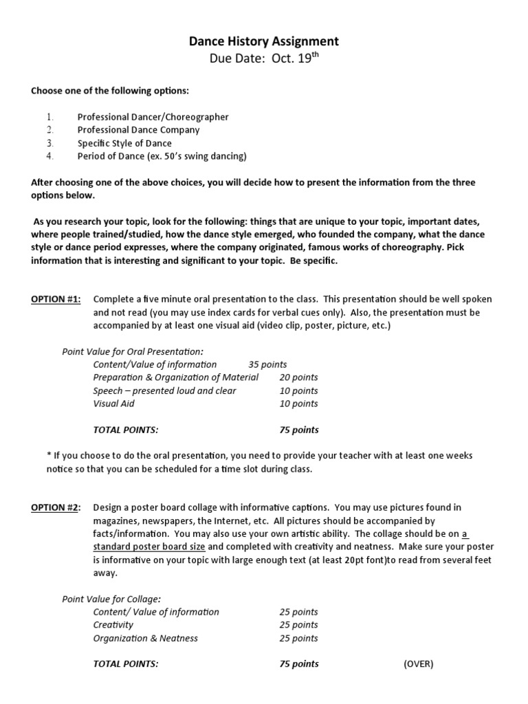 Dance History Assignment | PDF | Ballet | Dances