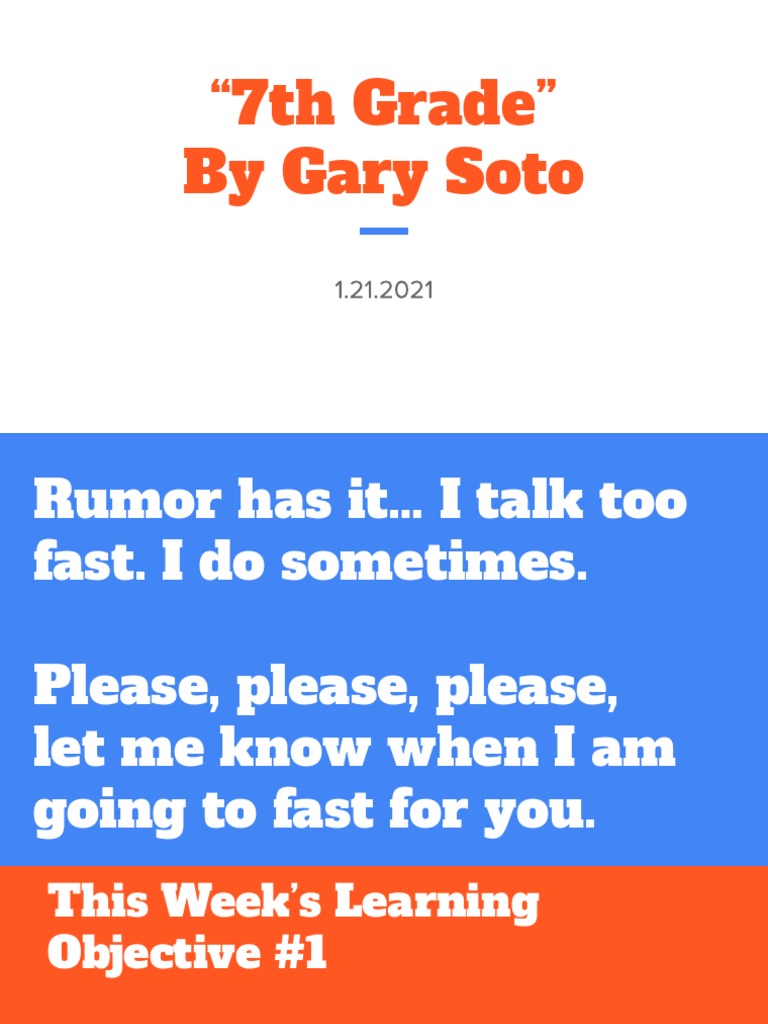 "7th Grade" by Gary Soto | PDF