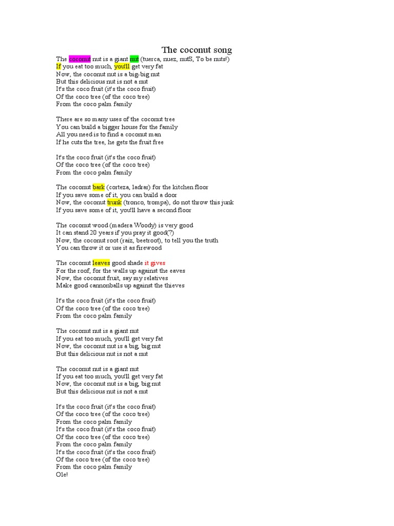 The Coconut Song: It Gives | PDF