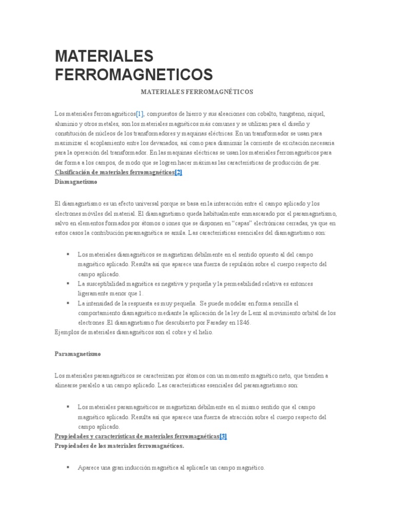 Materiales Ferromagneticos | Descargar gratis PDF | Ferromagnetismo ...