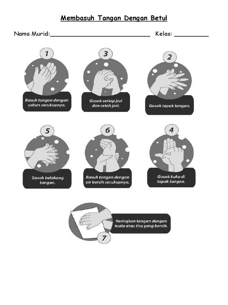 (Jawapan) Lembaran Kerja - Membasuh Tangan Dengan Betul PDF | PDF