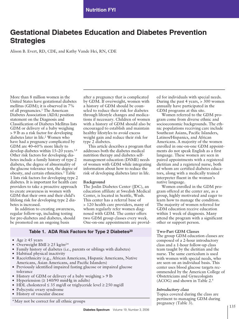 Gestational Diabetes Education and Diabetes Prevention Strategies | PDF ...