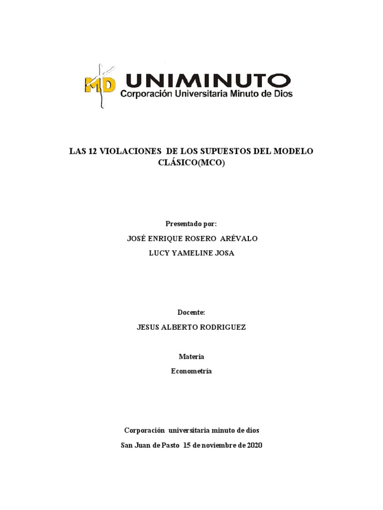 Violación de Los Supuestos Del Modelo Clásico | PDF | Análisis de regresión | Multicolinealidad