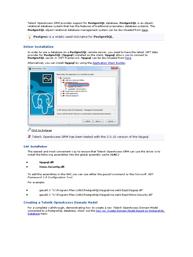 Telerik OpenAccess ORM Provides Support For PostgreSQL Database | PDF | Postgre Sql | Databases