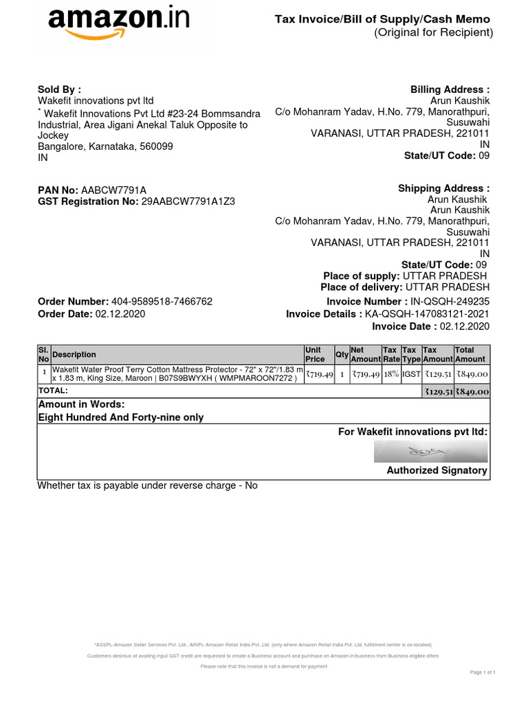 Wakefit Water Proof Terry Cotton Mattress Protector | Download Free PDF ...