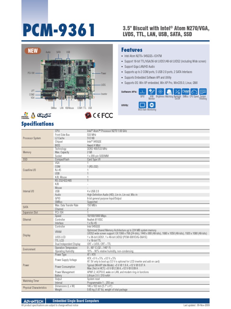 pcm-9361 DATA SHEET | PDF | Bios | Flash Memory