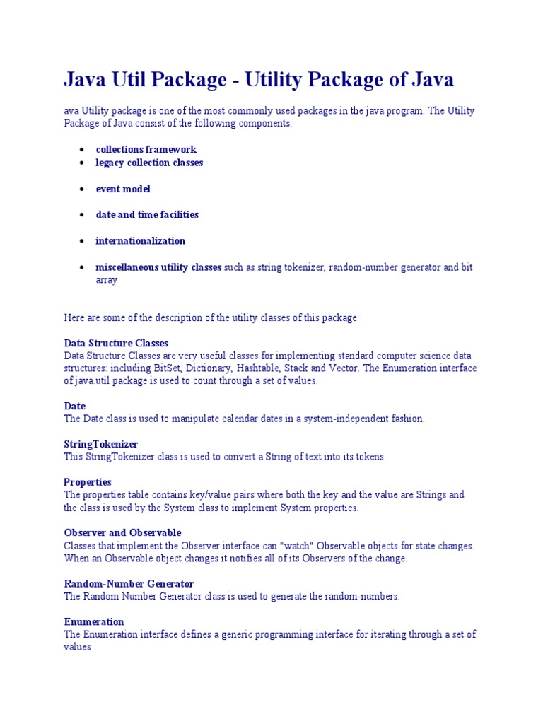 Java Util Package - Utility Package of Java | PDF | Computer Data ...