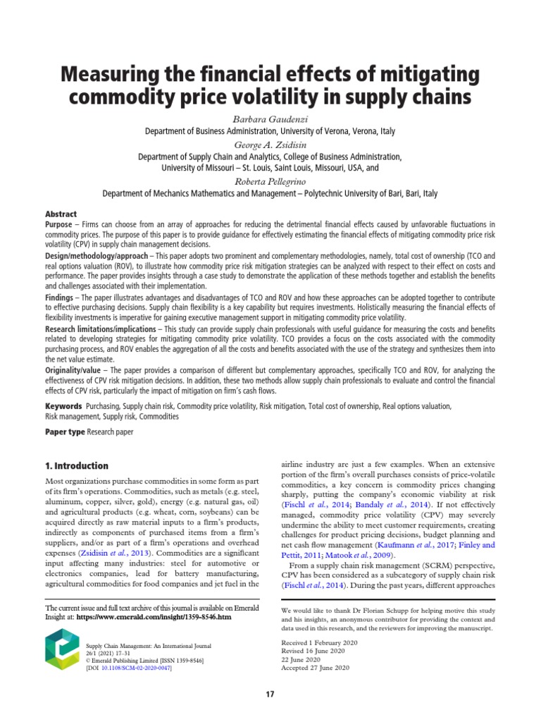 Measuring The Financial Effects of Mitigating Commodity Price ...