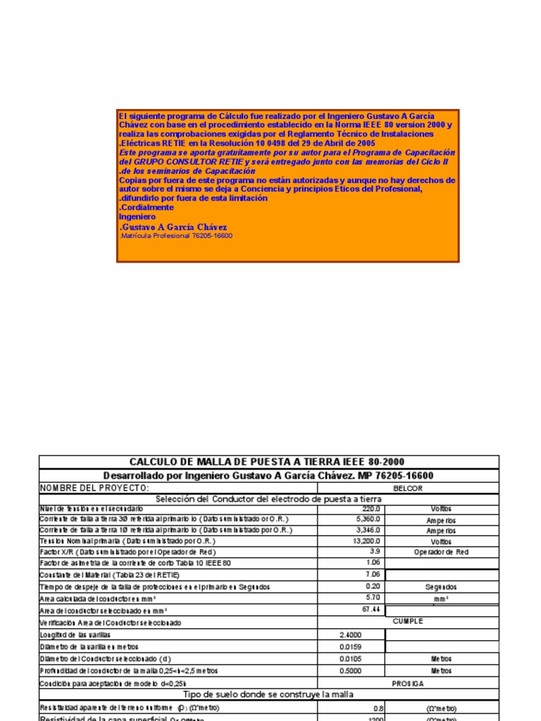 Calculo Malla de Tierra IEEE80-2000 | PDF | voltaje | Voltio