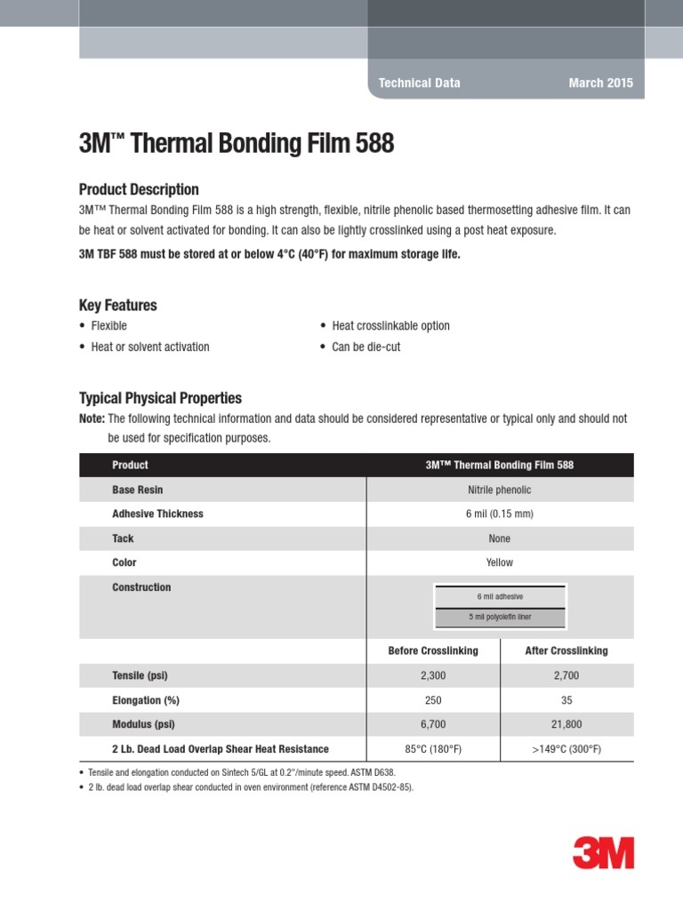 3m Thermal Bonding Film 588 | PDF | Adhesive | Cross Link