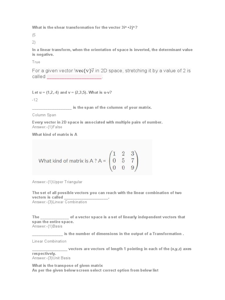 Shear transformation of vector 3i^+2j | PDF | Matrix (Mathematics ...