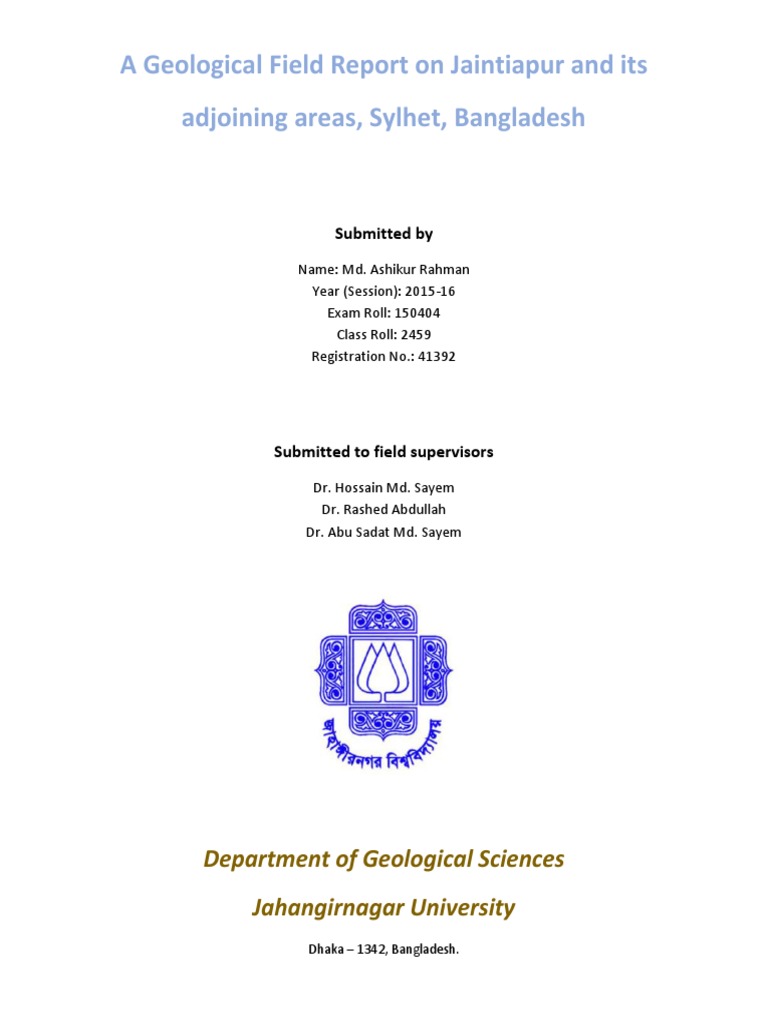 Geological Field Report: Jaintiapur | PDF | Sedimentary Rock | Sandstone