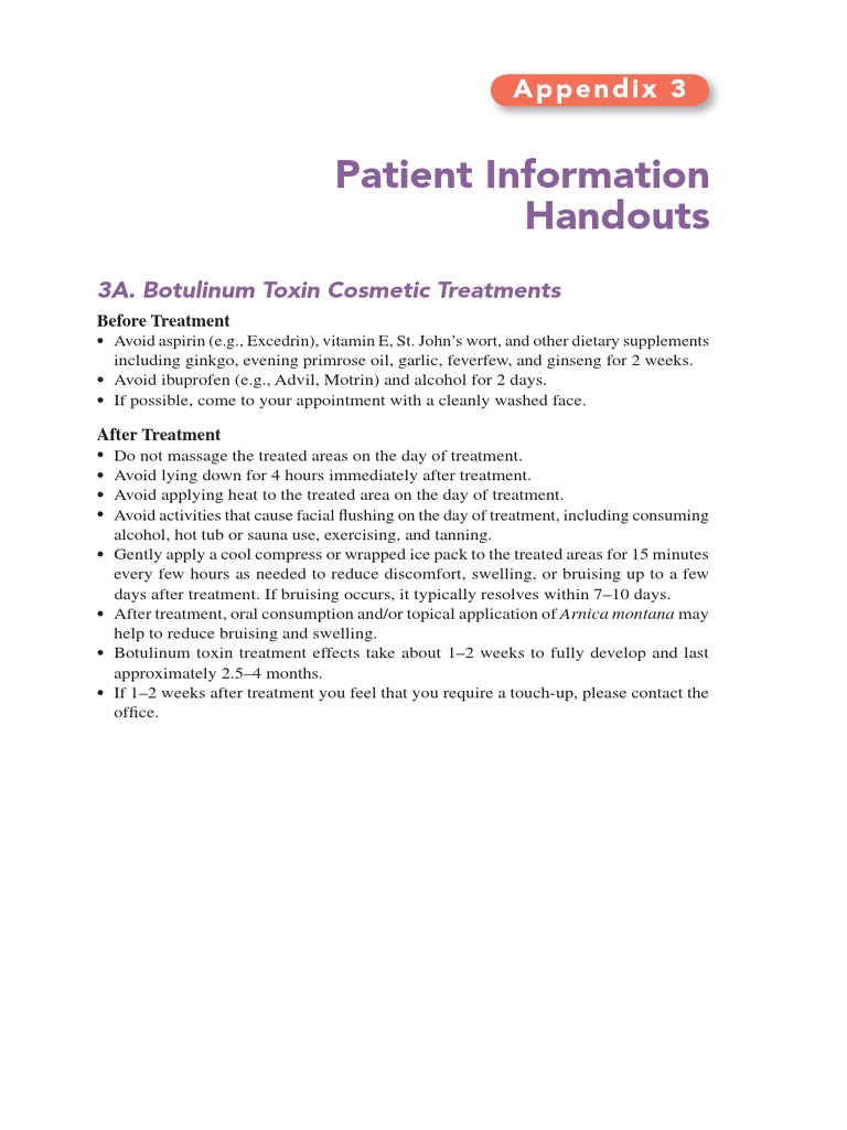 Patient Preparation and Aftercare Instructions for Botulinum Toxin ...