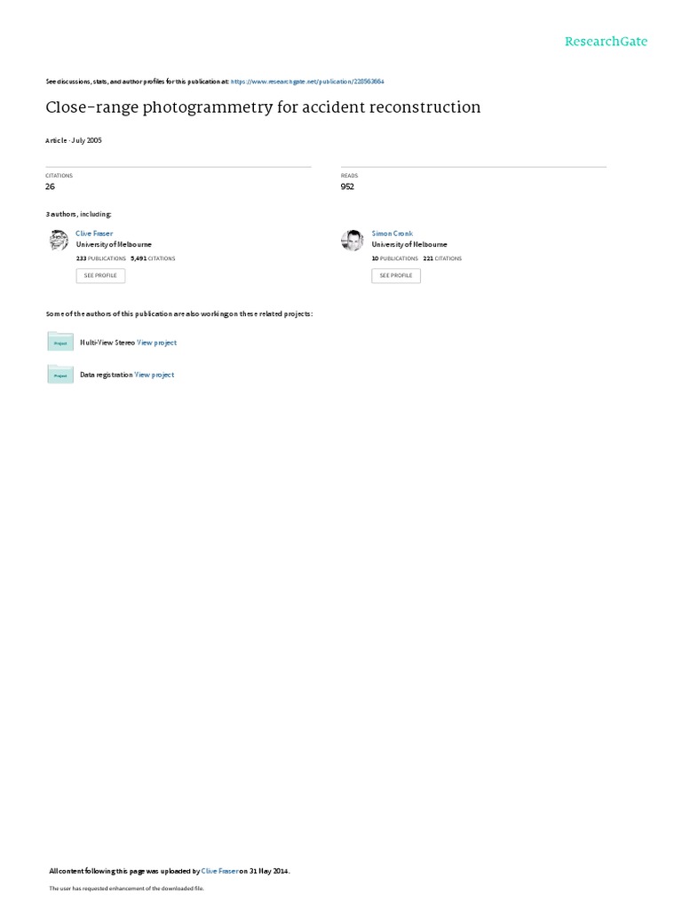 Close-Range Photogrammetry For Accident Reconstruction: July 2005 ...