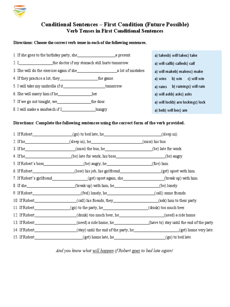 First Conditional Sentence Exercises | PDF | Syntax | Syntactic ...
