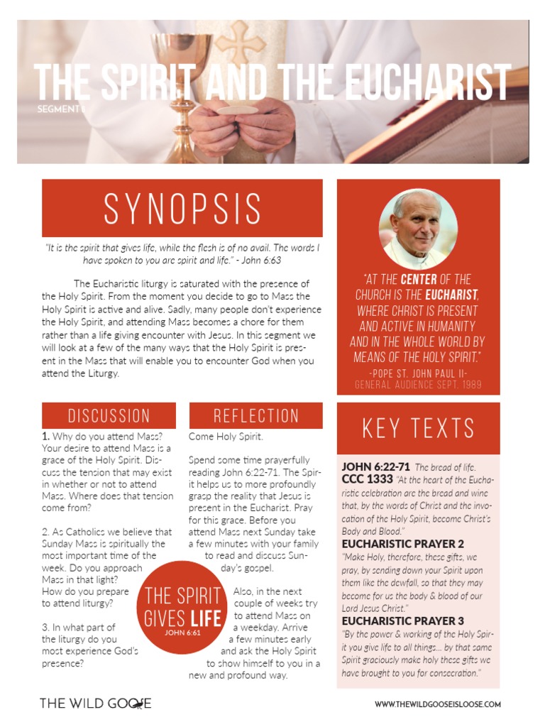 The+Spirit+and+the+Eucharist+ +Study+Guide | PDF | Eucharist | Mass ...