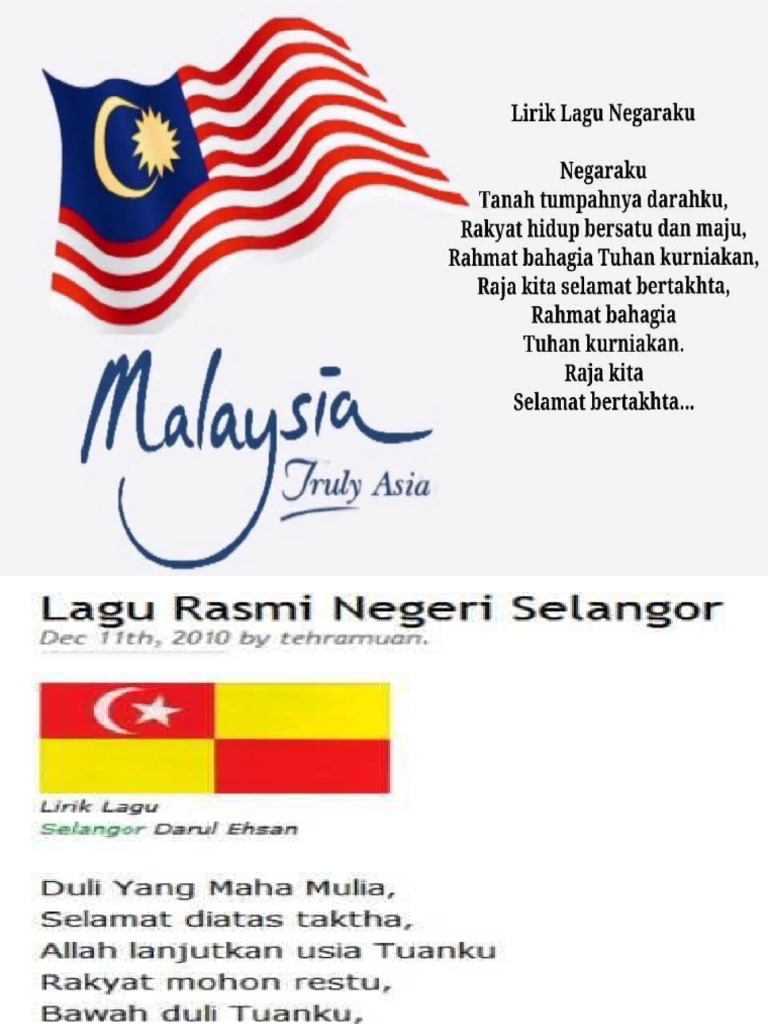 Lirik Lagu Negaraku, Selangor Dan SKTBT | PDF