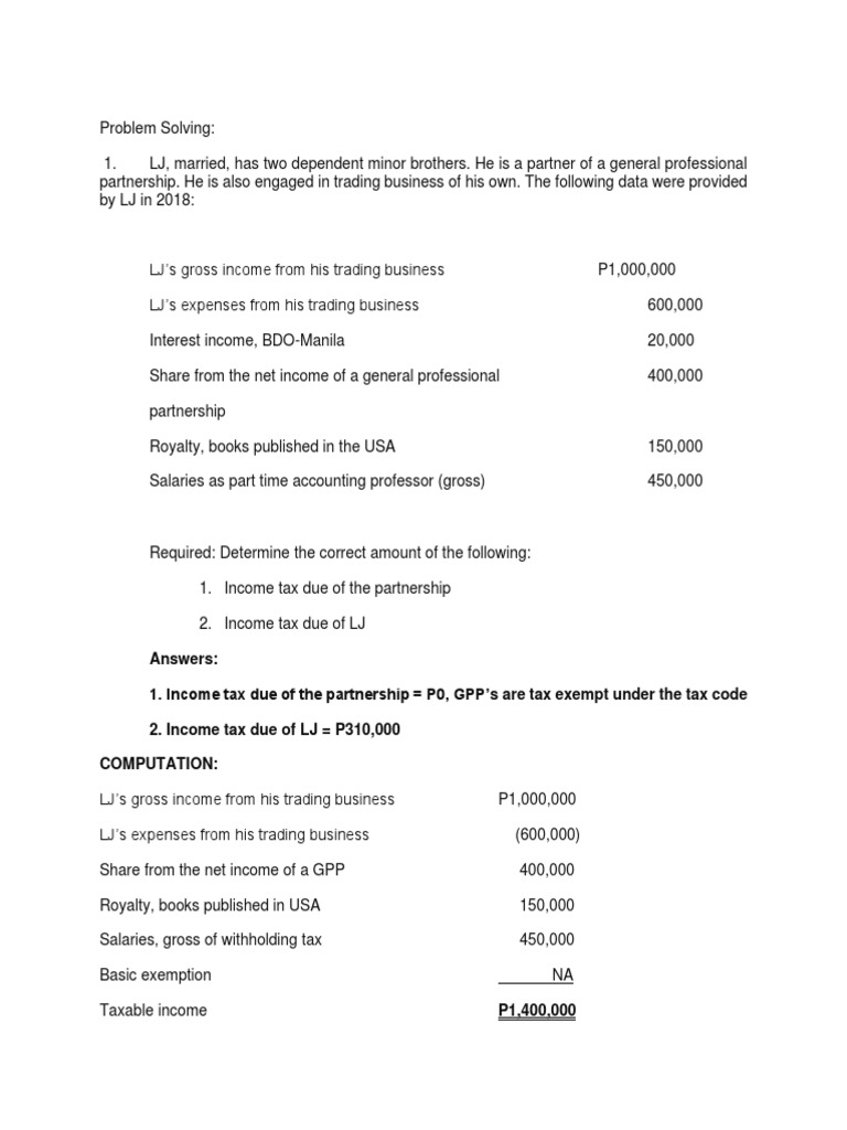 Partnership Income Tax Computation Guide | PDF | Gross Income | Income Tax