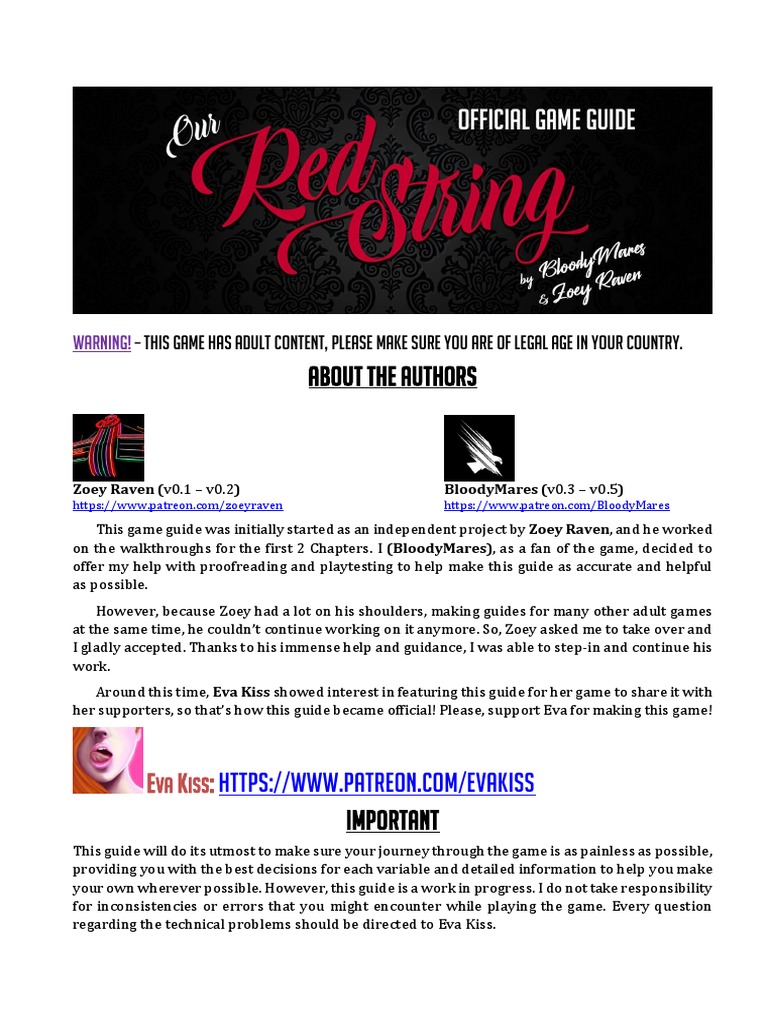 Our Red String v0.5 Enhanced - FAQ & Walkthrough | PDF