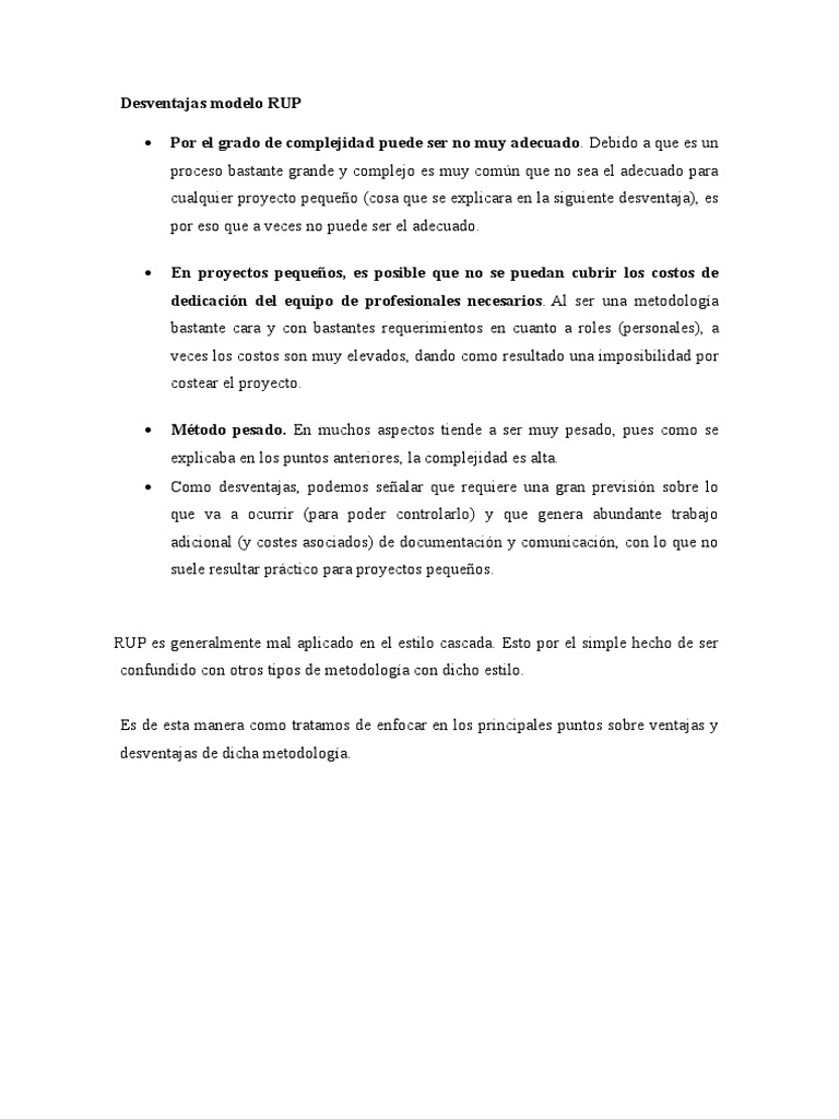 Desventajas Modelo RUP | PDF