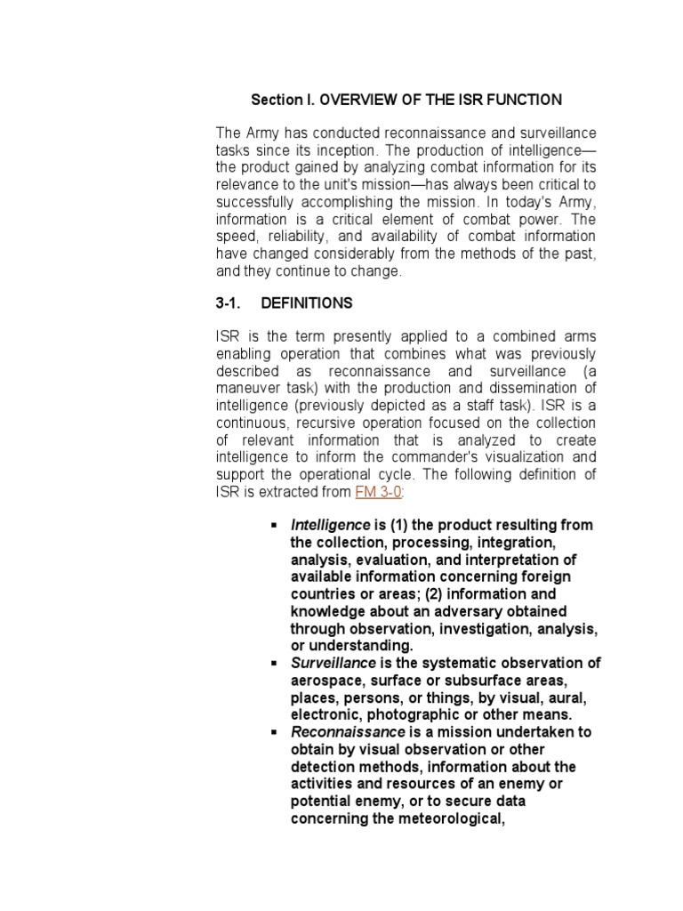 Army ISR Operations Guide | PDF | Intelligence, Surveillance, Target ...
