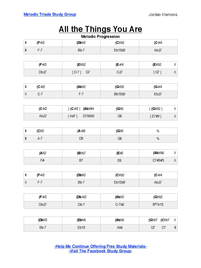 All The Things You Are: Melodic Triads Study Group | PDF