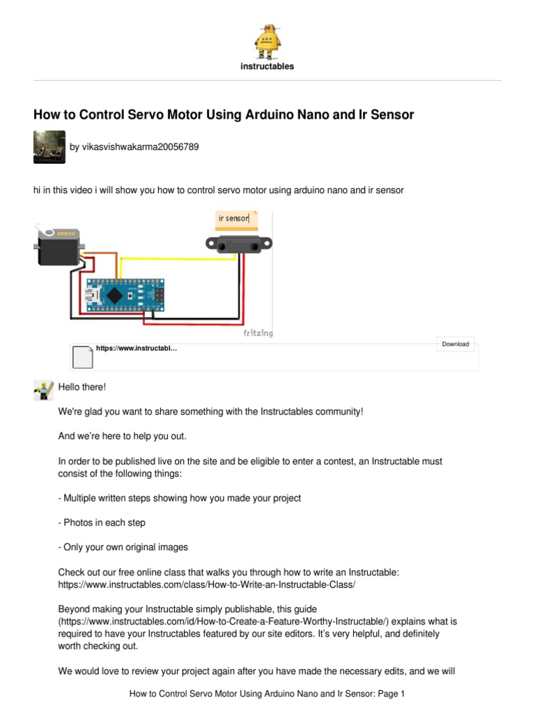How To Control Servo Motor Using Arduino Nano and Ir Sensor ...