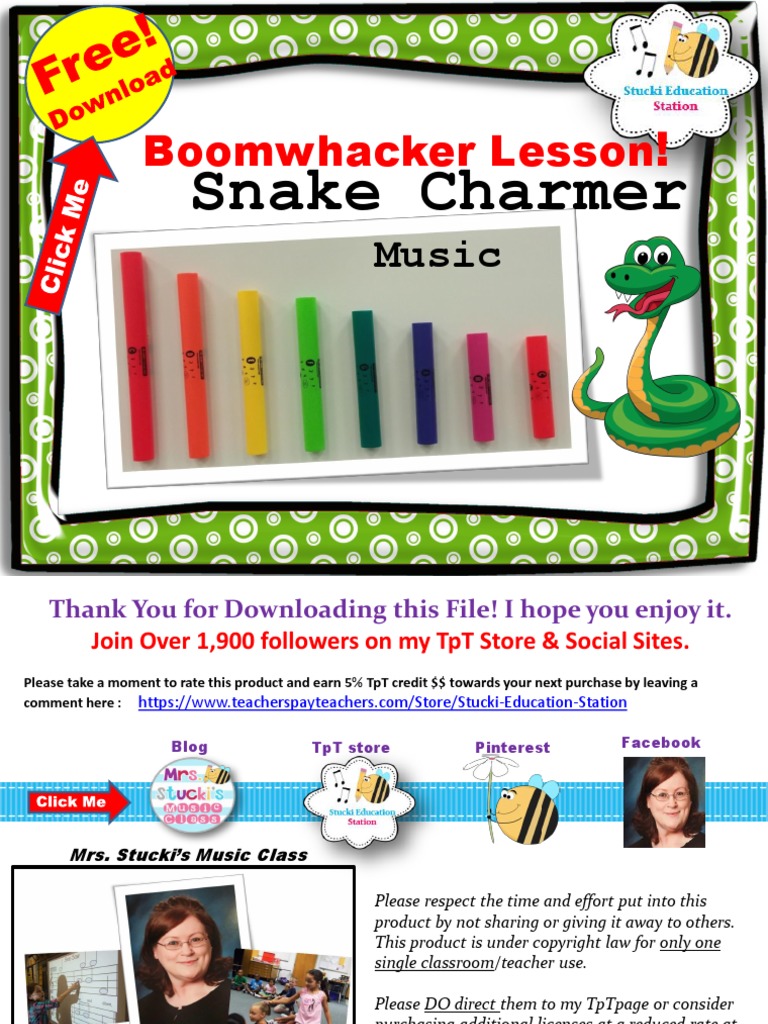 Boomwhacker Lesson: Snake Charmer | PDF | Preschool | Kindergarten