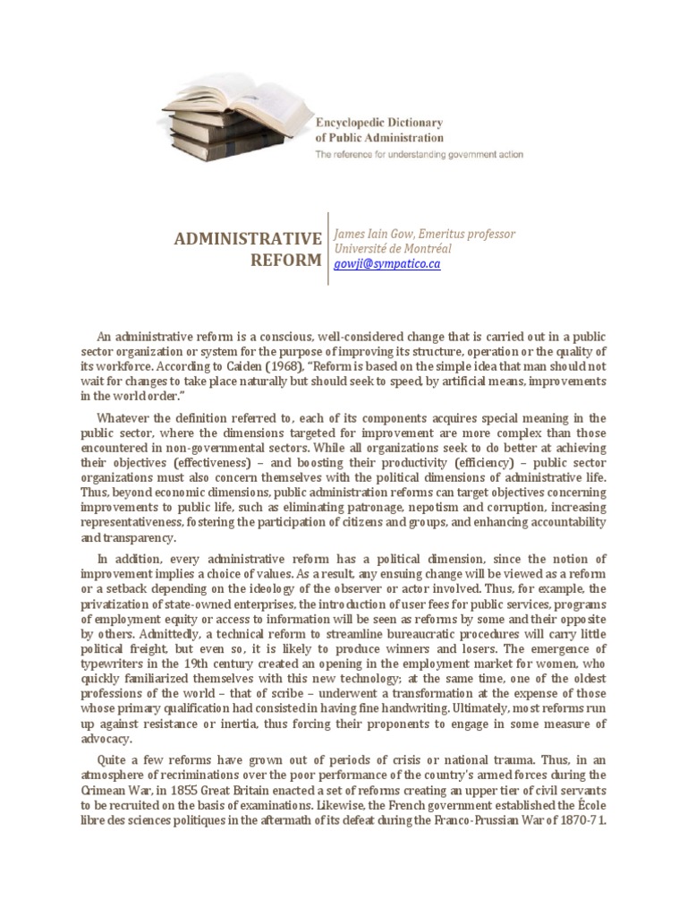 Administrative Reform | PDF | Civil Service | Bureaucracy