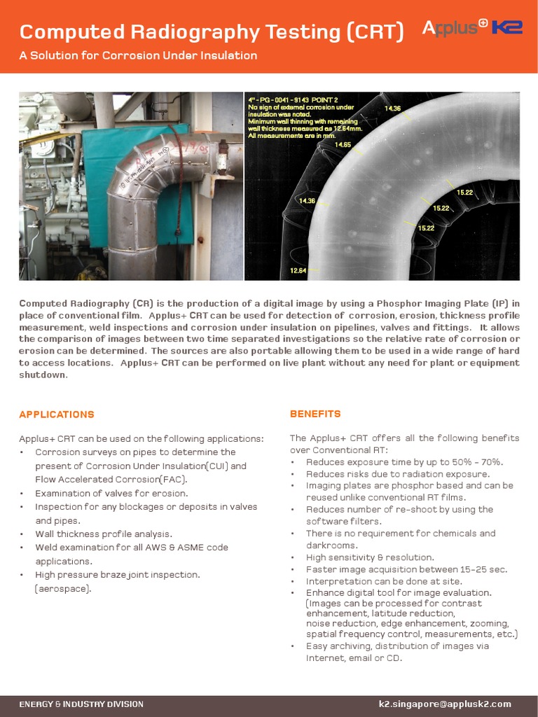 Computed Radiography Testing (CRT) : A Solution For Corrosion Under ...