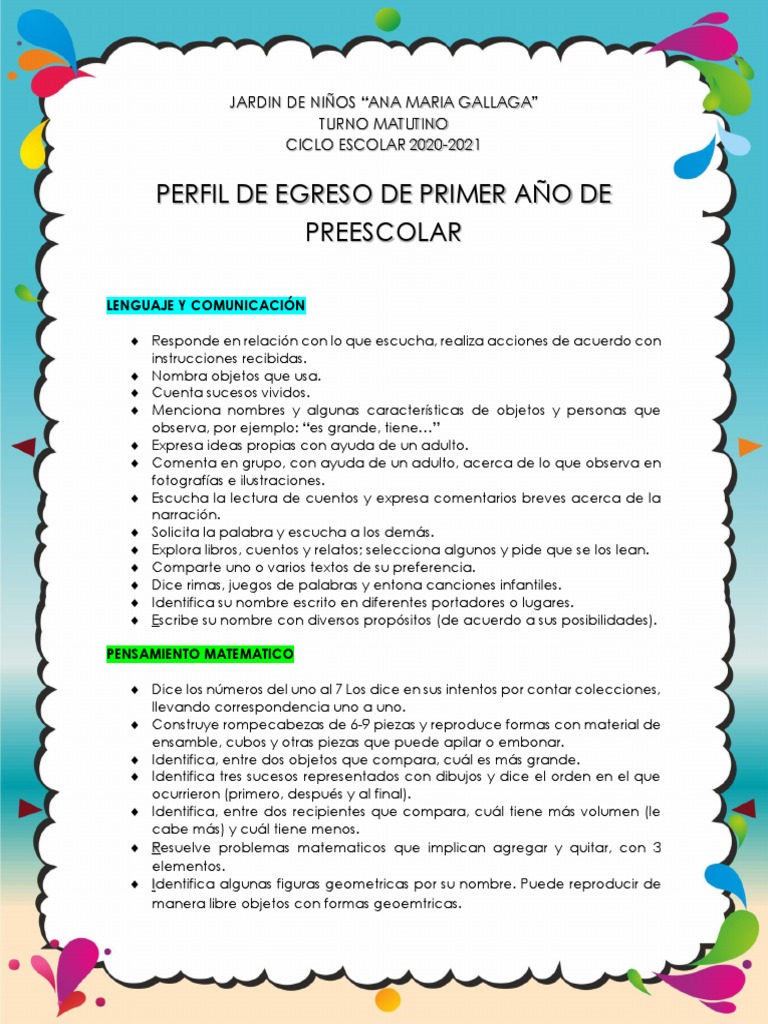 Perfil de Egreso Primer Año | PDF | Educación de la primera infancia ...