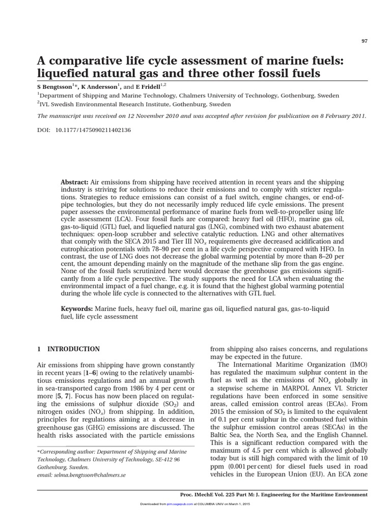 A Comparative Life Cycle Assessment of Marine Fuels: Liquefied Natural ...