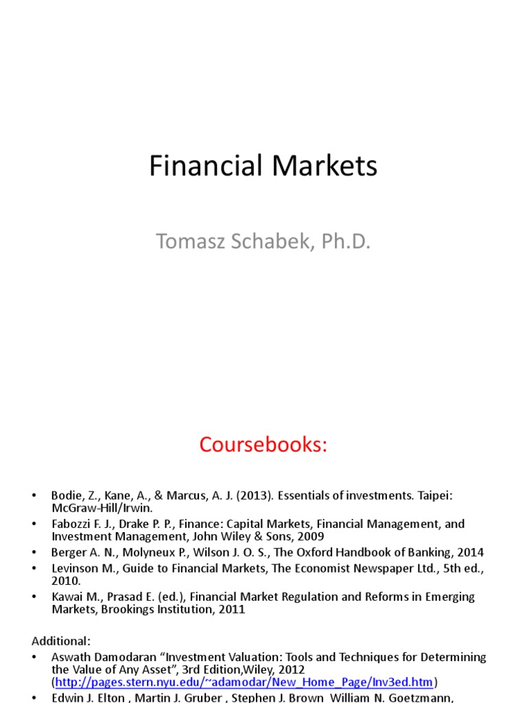 Introduction to Financial Markets | PDF | Investing | Stocks