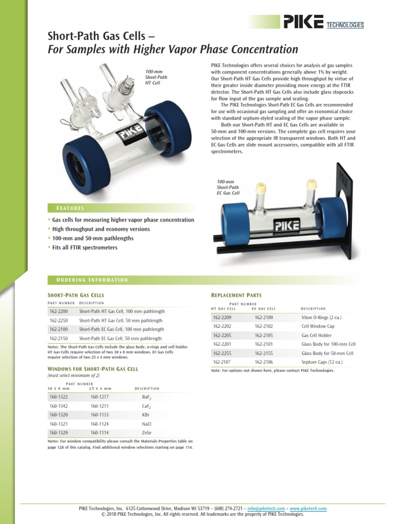 For Samples With Higher Vapor Phase Concentration: Short-Path Gas Cells ...