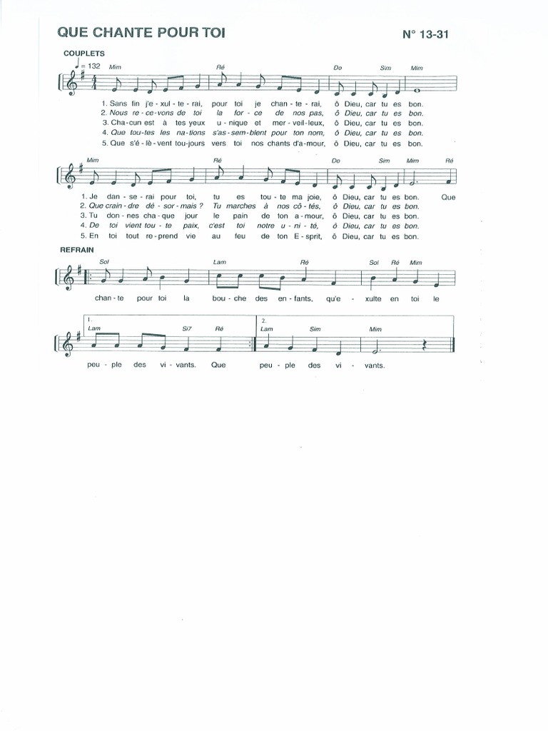 10 Bis Que Chante Pour Toi Partition | PDF
