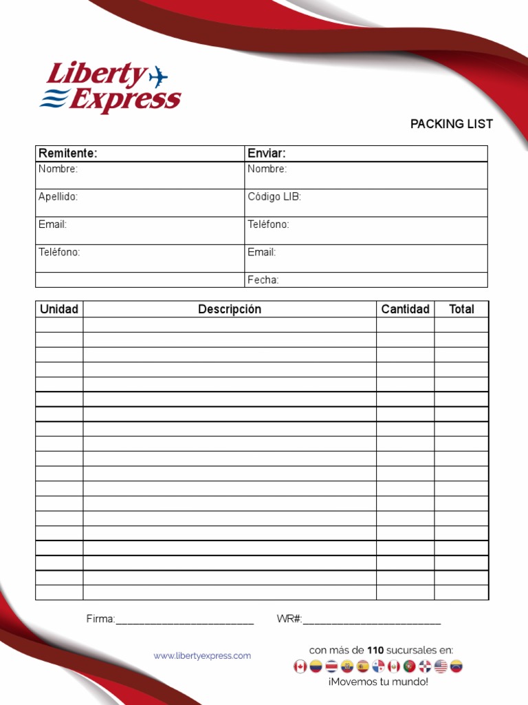 Packing List Liberty Express | PDF